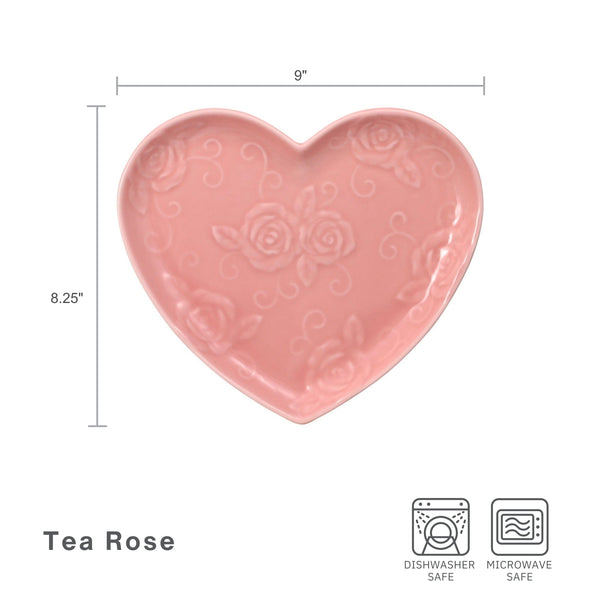 Tea Rose Pink Heart Shaped Plate