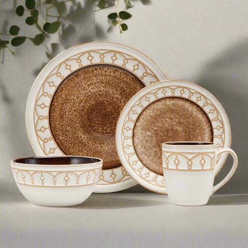 Remi Beige 16 Piece Dinnerware Set, Service for 4