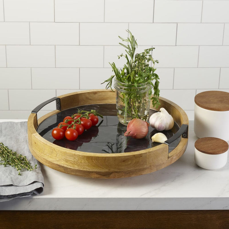 Black Marble Lazy Susan Serve Tray