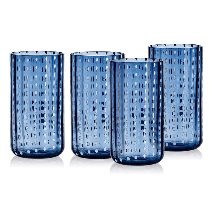 Darbie Angell Dappled Clouds Cobalt Set of 4 Highball Glasses