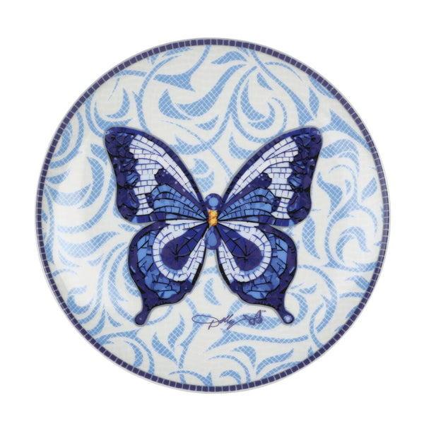 Dolly Parton Mosaic Blue Butterfly 12 Piece Dinnerware Set Service for