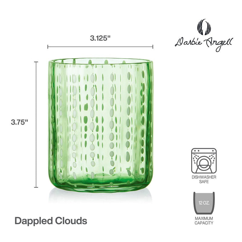 Darbie Angell Dappled Clouds Seafoam Set of 4 Double Old Fashioned Gla