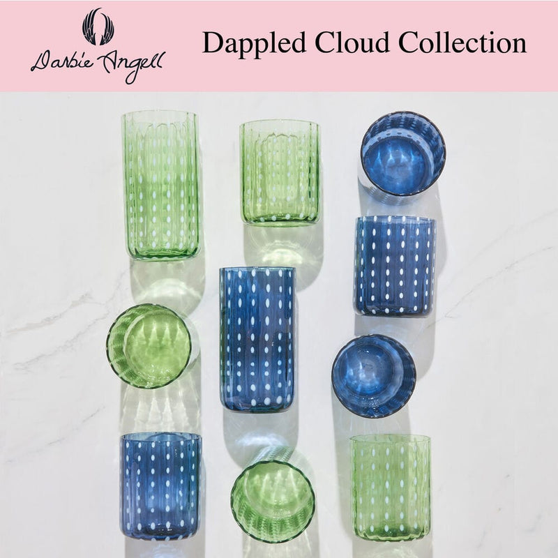 Darbie Angell Dappled Clouds Seafoam Set of 4 Double Old Fashioned Gla