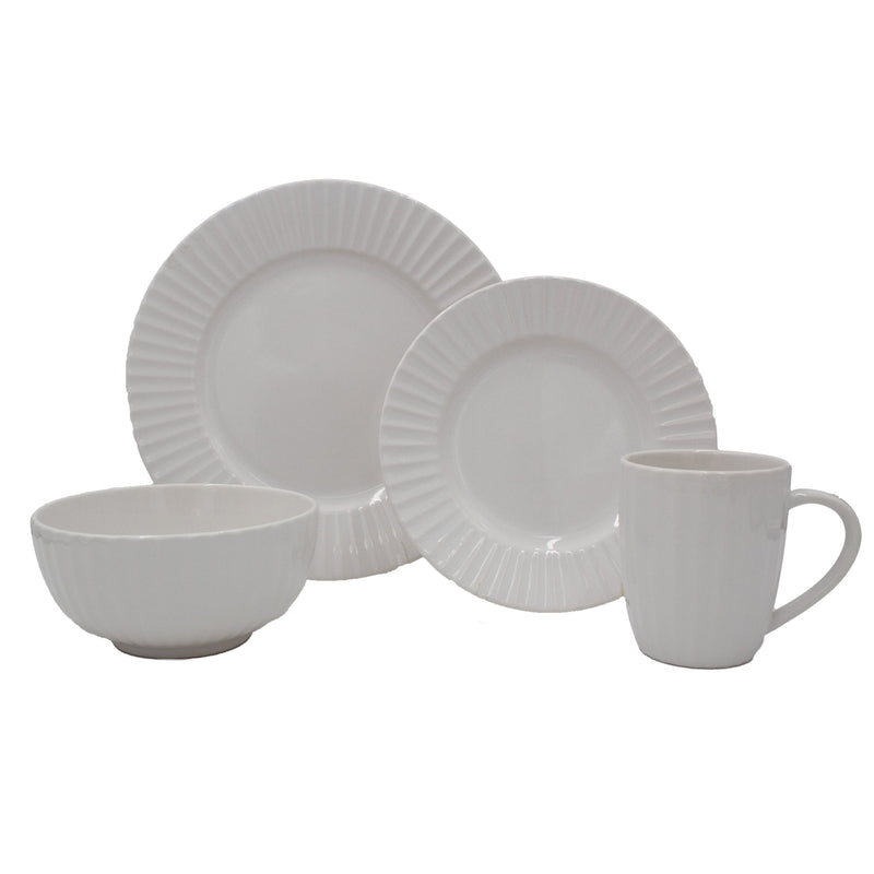White Embossed 32 Piece Dinnerware Set, Service for 8