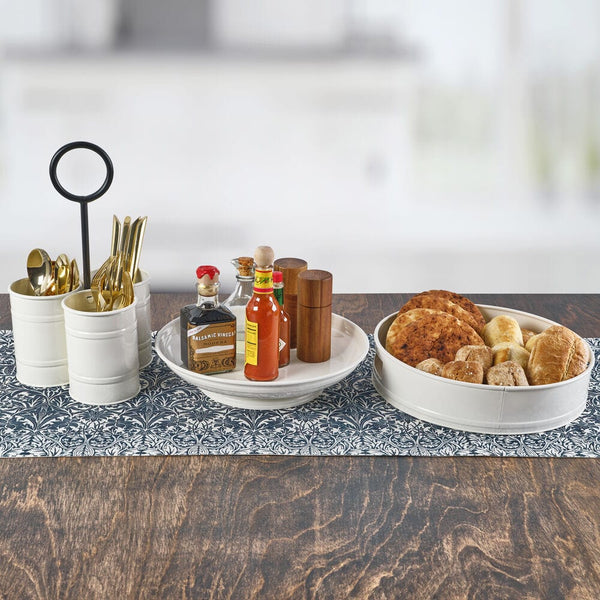 White Flatware Metal Storage Caddy