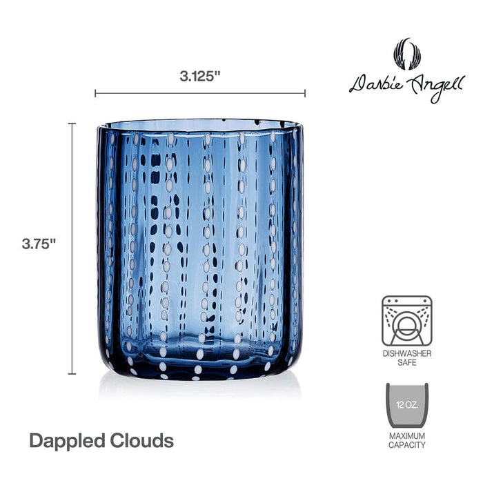 Darbie Angell Dappled Clouds Cobalt Set of 4 Double Old Fashioned Glas