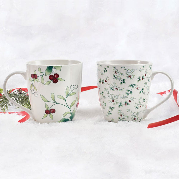 Winterberry® Set of 2 Holly Mugs