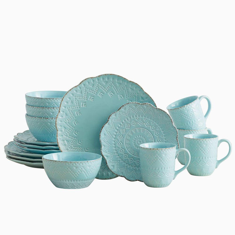 Remembrance Teal 16 Piece Dinnerware Set, Service for 4