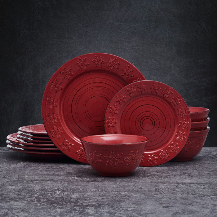 Trellis Snowflakes 12 Piece Dinnerware Set, Service for 4